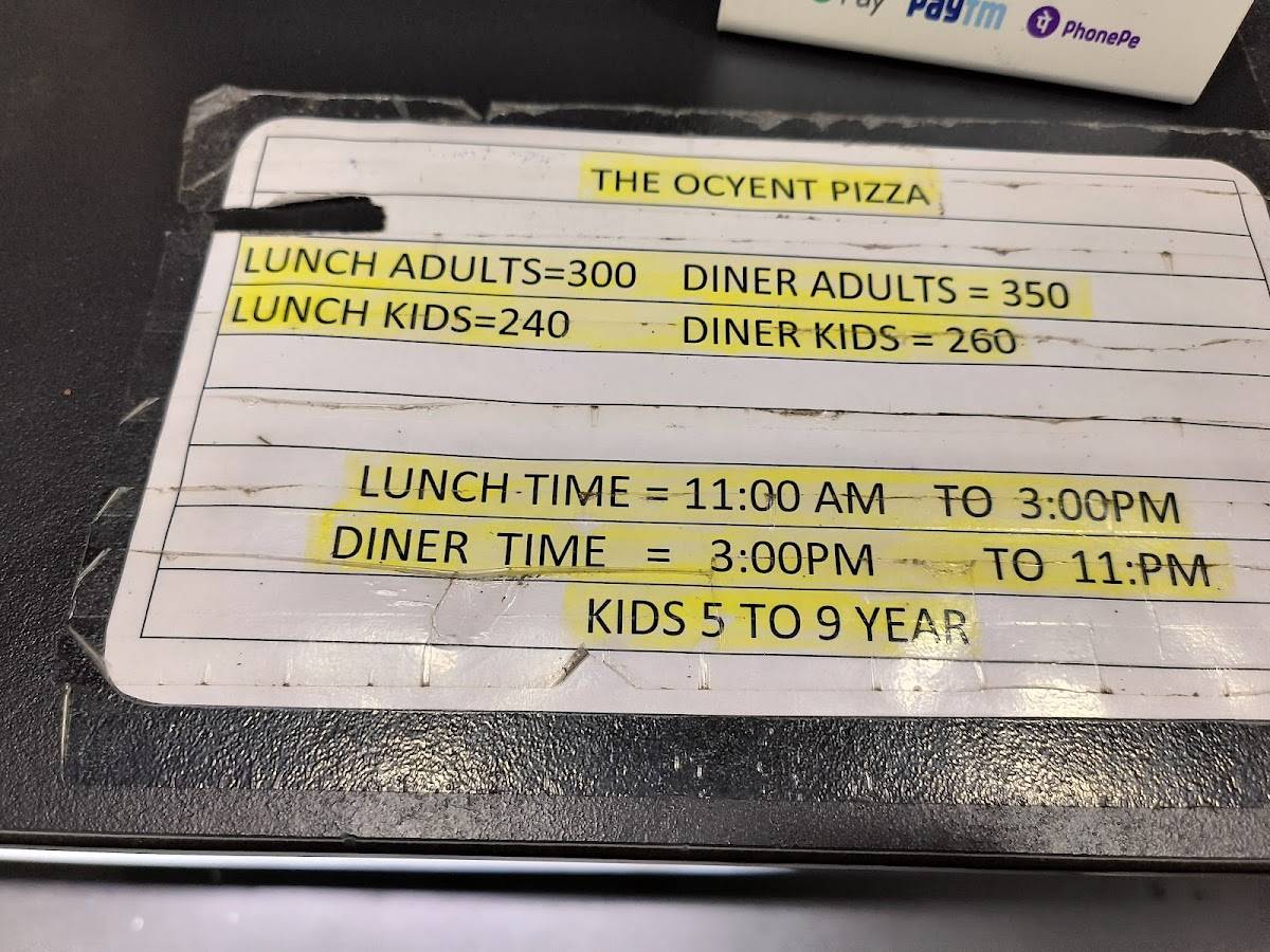 Menu at THE OCYENT PIZZA, Bhuj