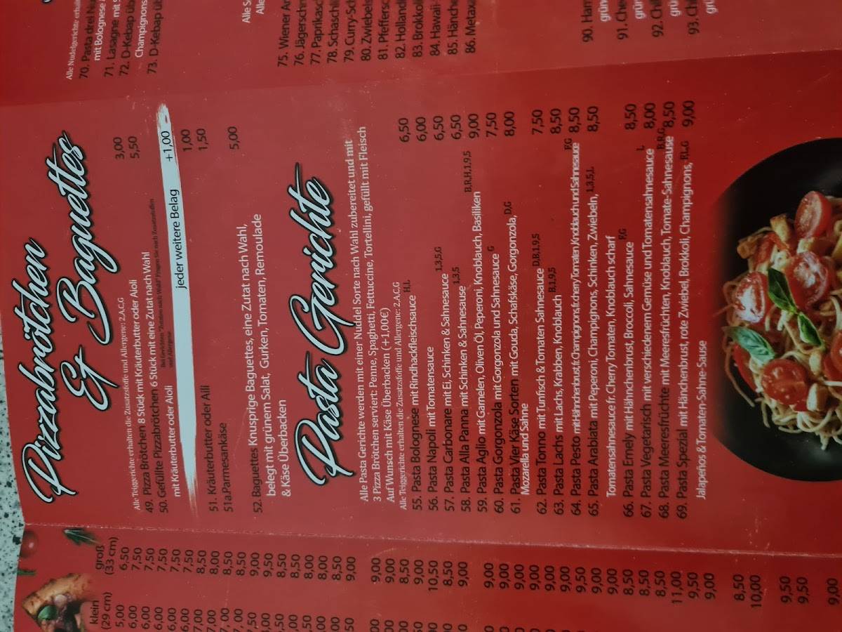 Speisekarte von Bibos pizzeria und mehr, Witten