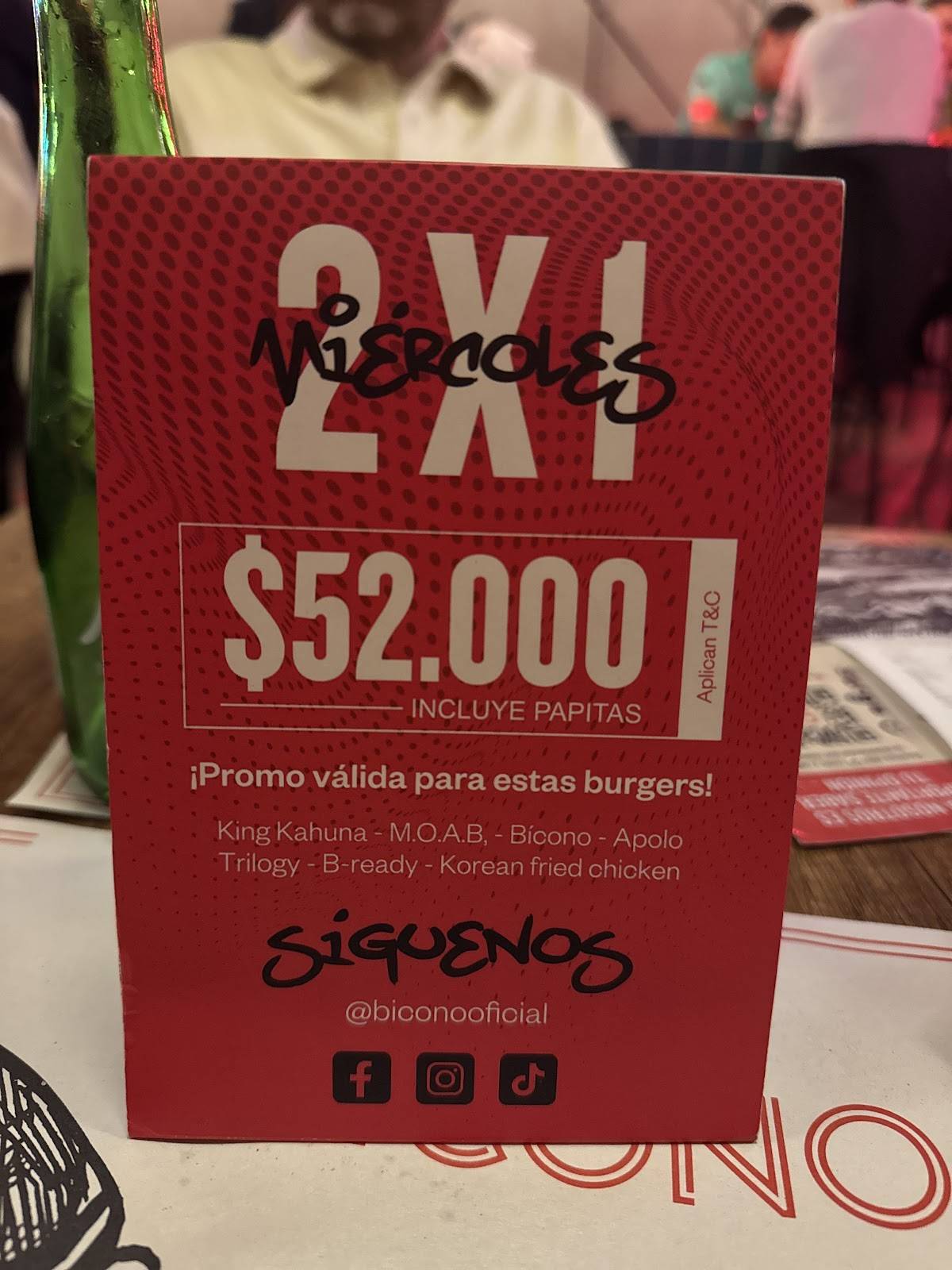 Menu at Bicono Usaquen restaurant, Bogotá, Cra. 6a #119b-54