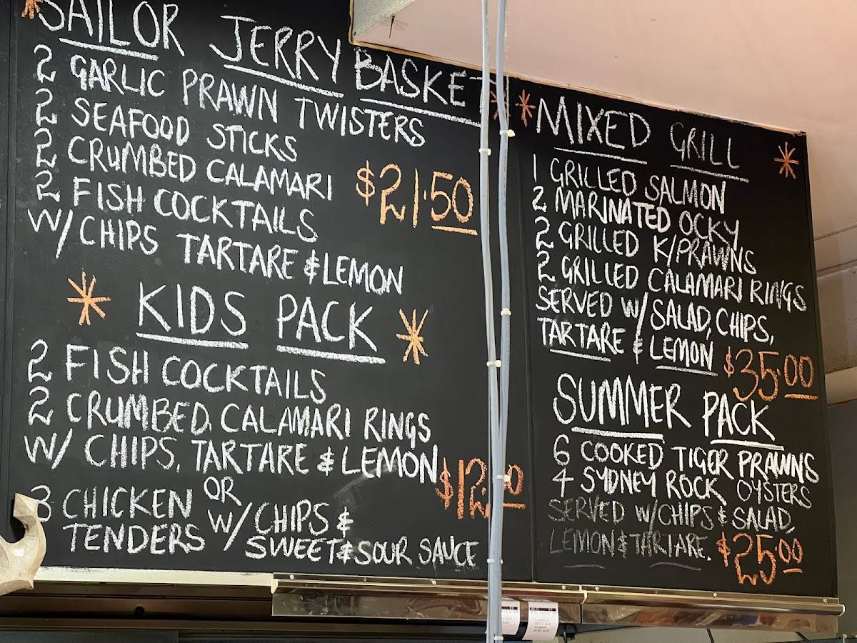 Menu at Big Tuna Fish Co. restaurant, The Entrance