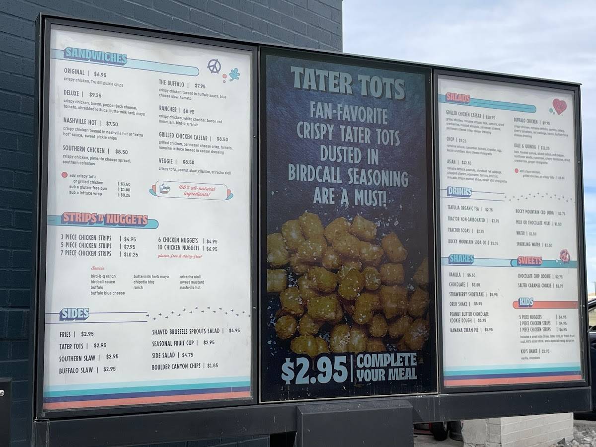 Menu at Birdcall restaurant, Colorado Springs