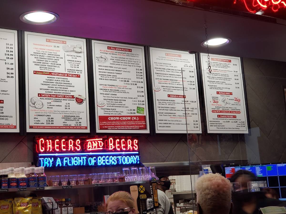 Menu at Full Moon Bar-B-Que, Birmingham, N Chalkville Rd