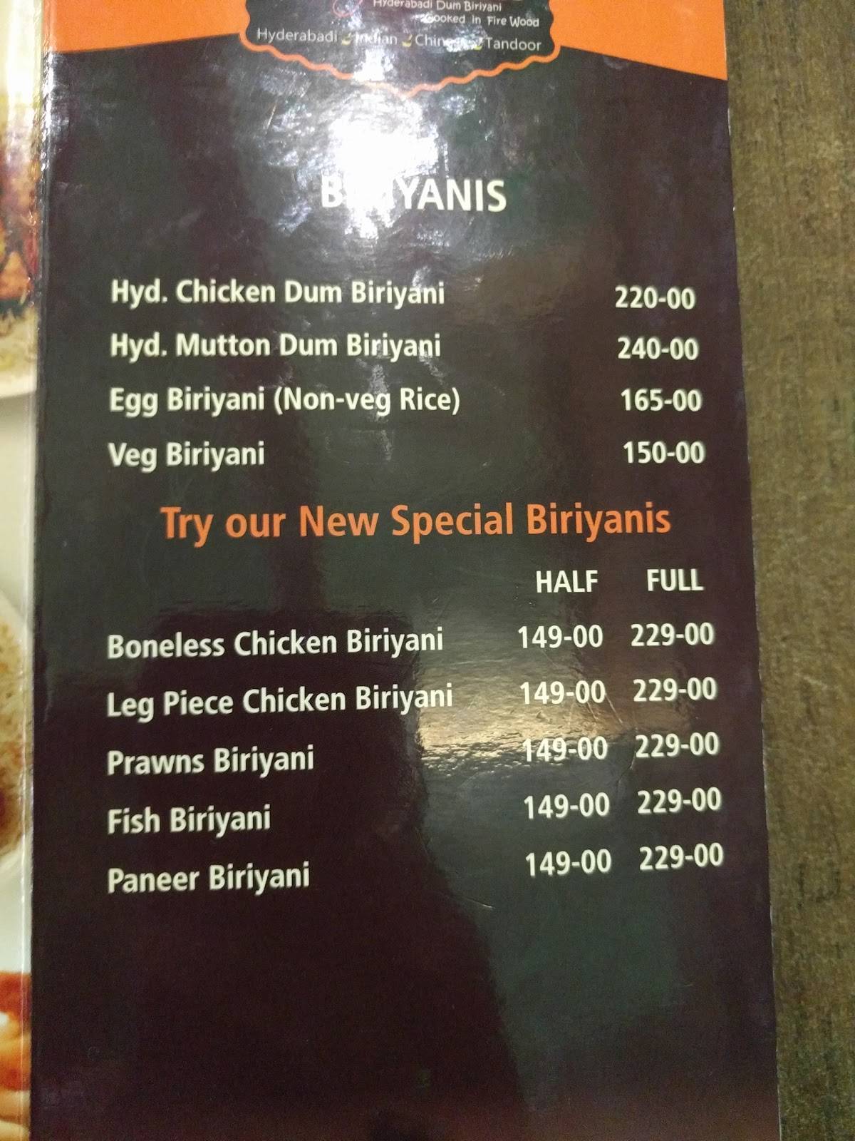 Menu at Biryani Zone, Kundanahalli, Hyderabadi Dum Biryani Restaurant ...