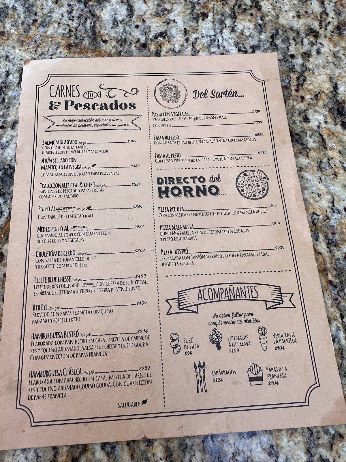 Carta del restaurante Bistró Chapultepec, Ciudad del México, Calle Lago ...