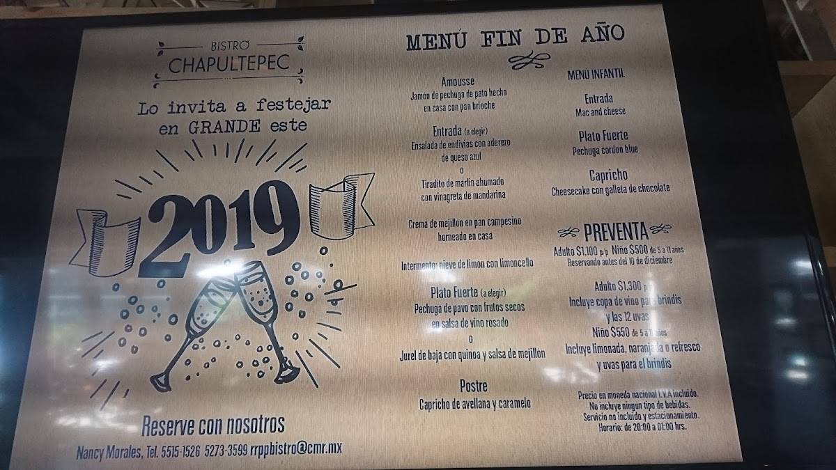 Carta del restaurante Bistró Chapultepec, Ciudad López Mateos, Calle ...