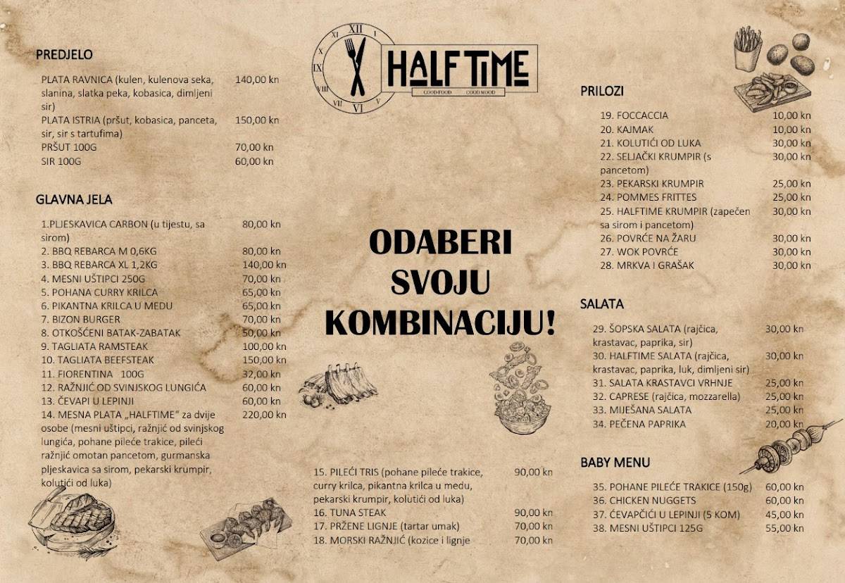 Carta de Bistro pizzeria Halftime, Poreč