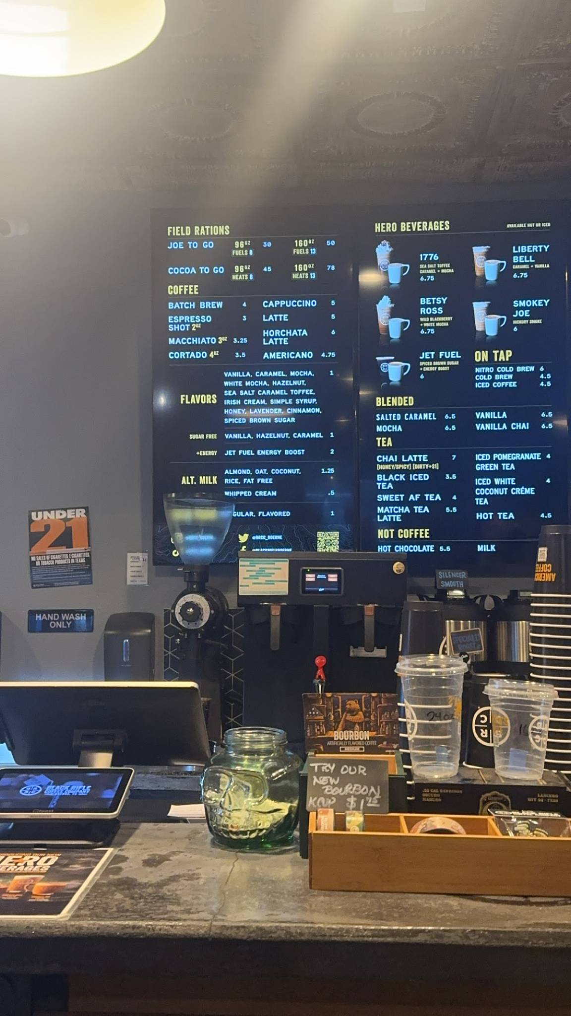 Menu at Black Rifle Coffee restaurant, Boerne