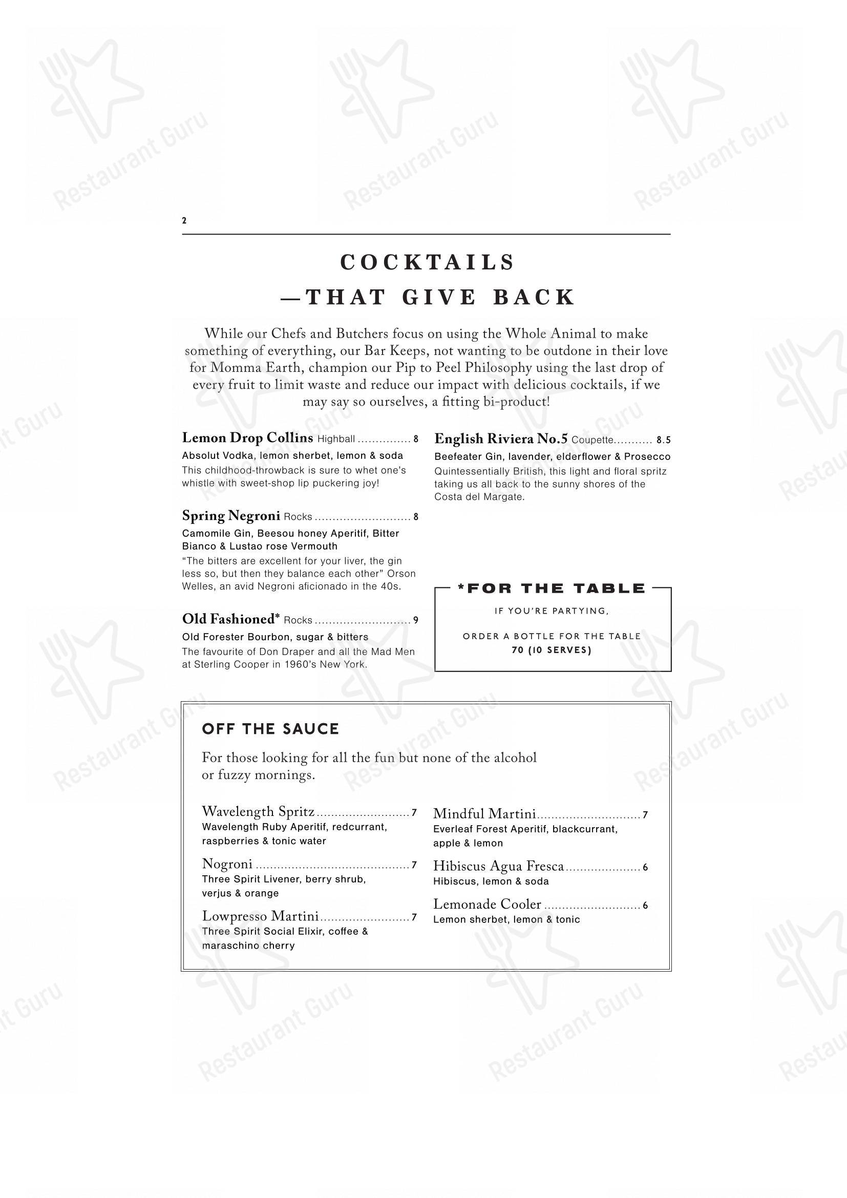 Menu at Blacklock City steakhouse, London, 13 Philpot Ln