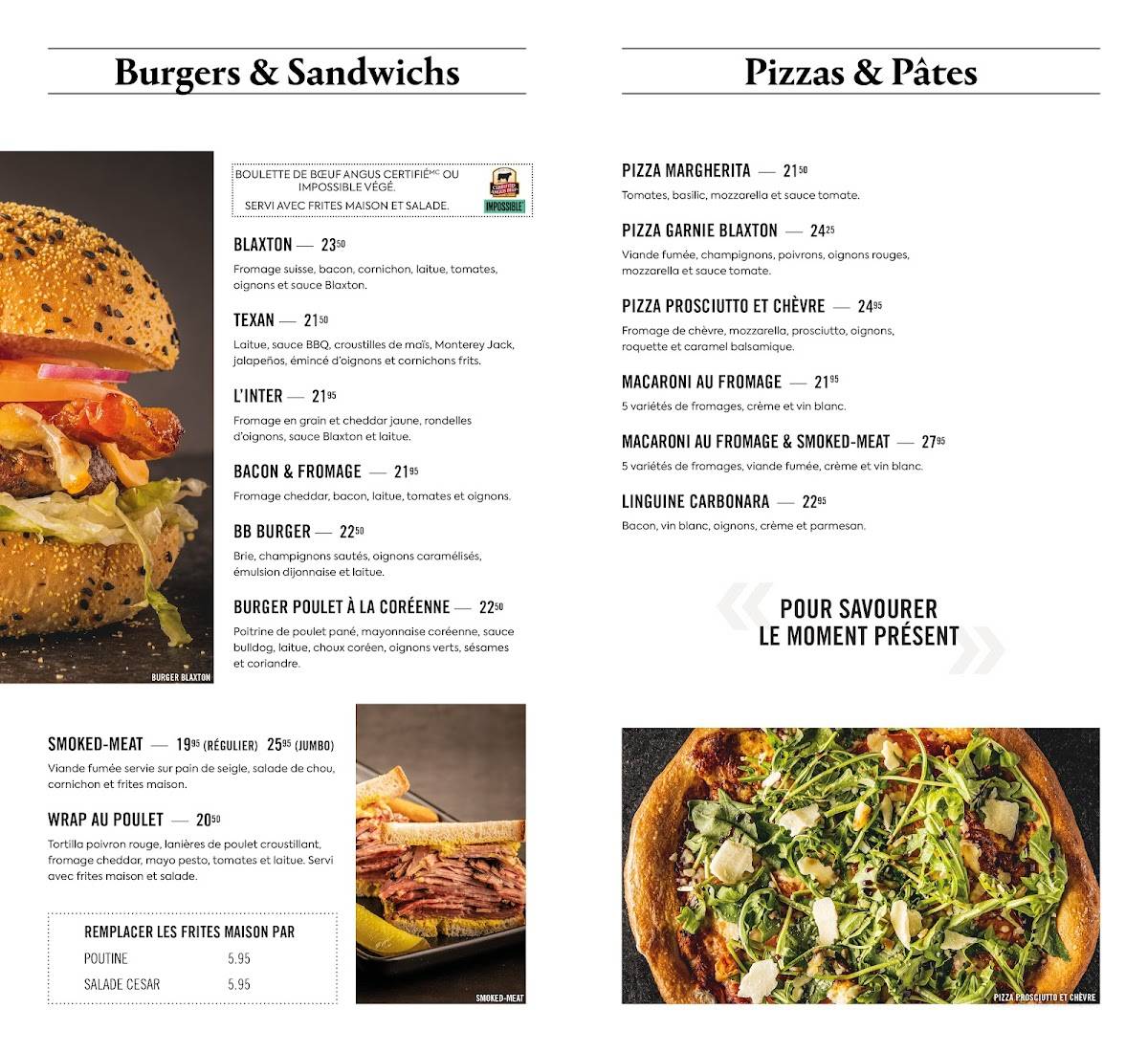 Menu au Blaxton St-Romuald pub et bar, Levis