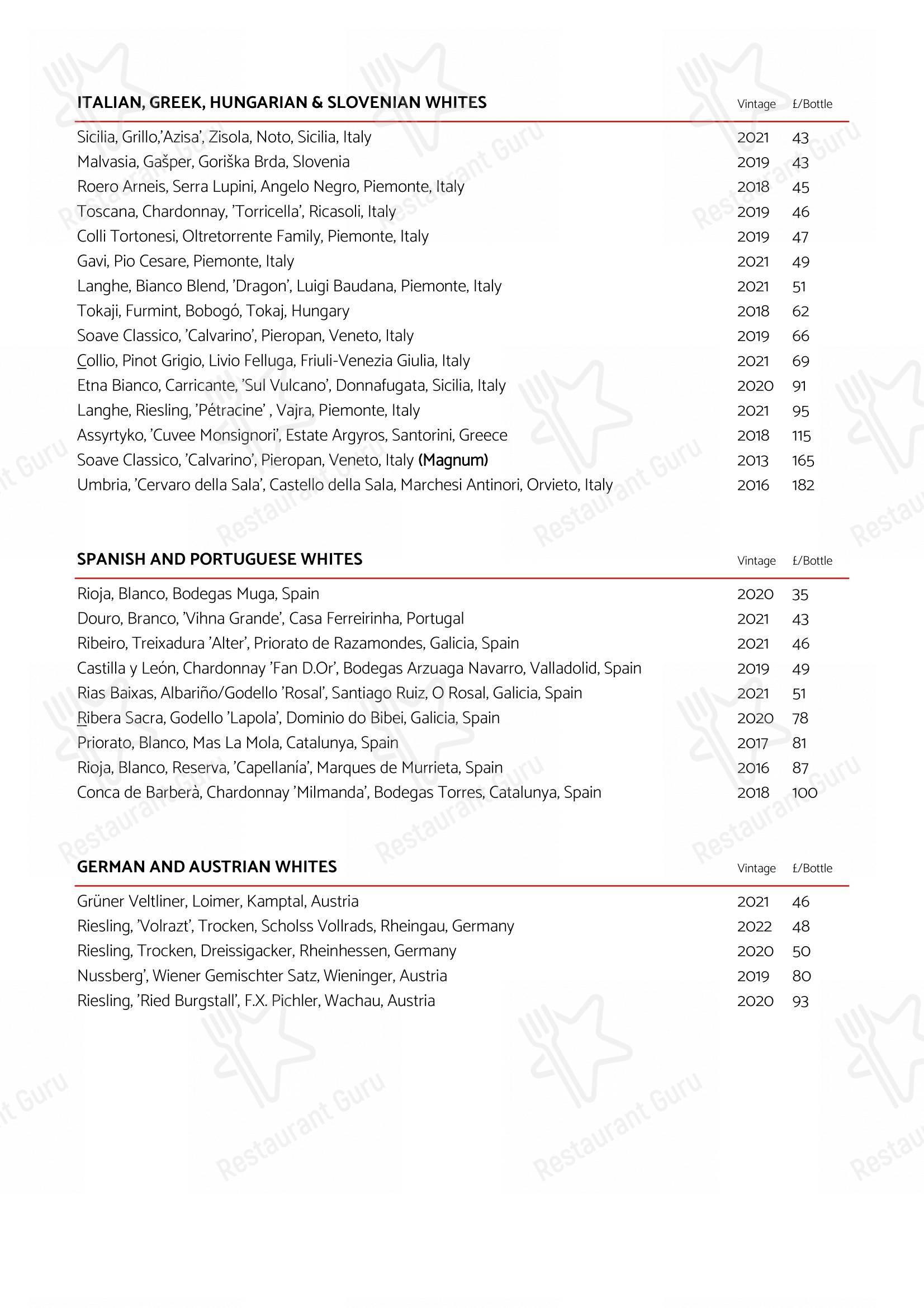 Menu at Bleeding Heart Bistro pub & bar, London, 7 Bleeding Heart Yard