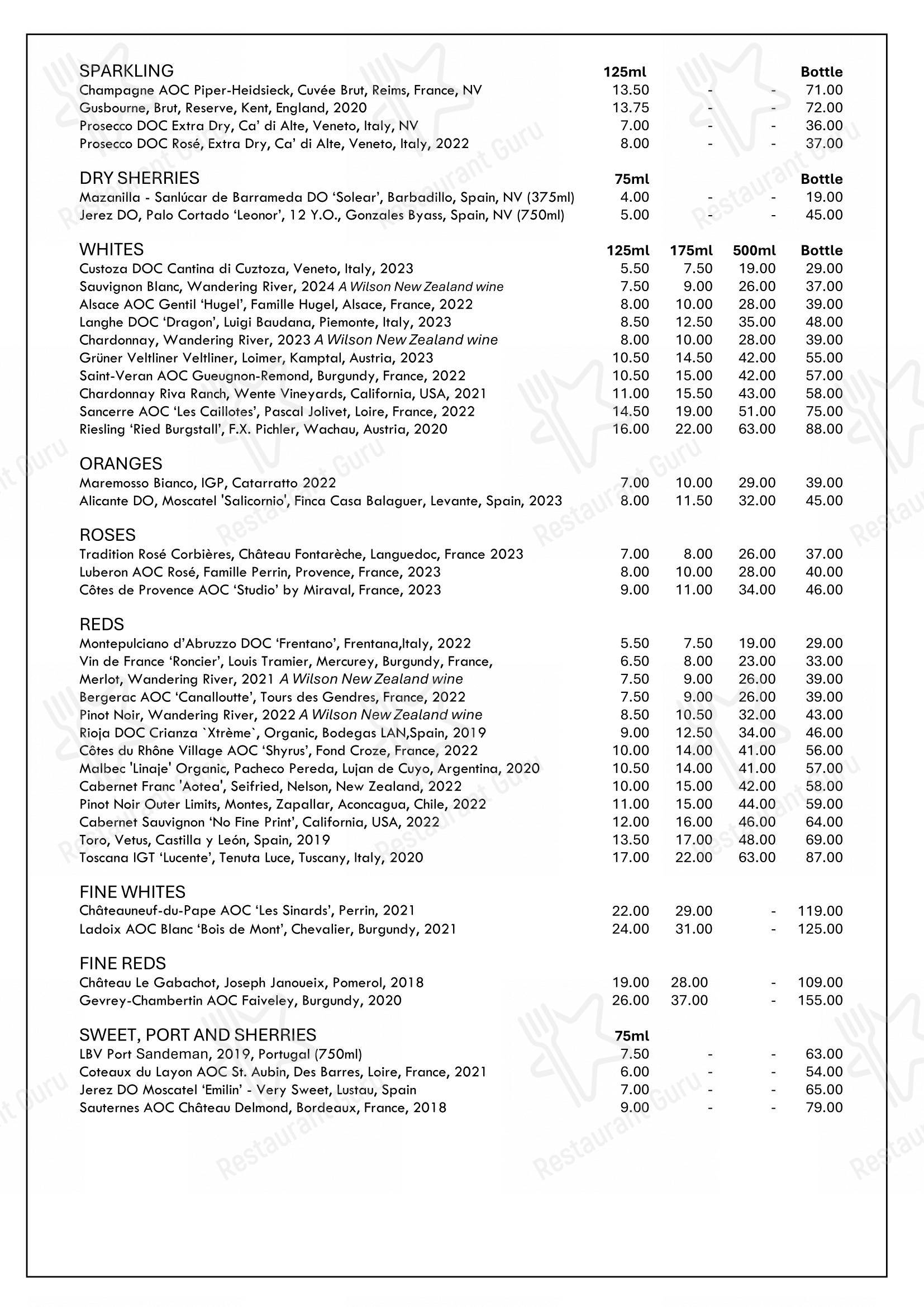 Menu at Bleeding Heart Bistro pub & bar, London, 7 Bleeding Heart Yard