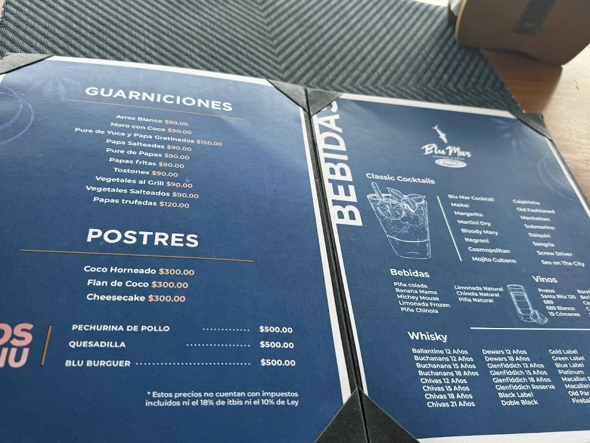 Menu at Blu Mar Seafood and Grill restaurant, Sabana Grande de Palenque