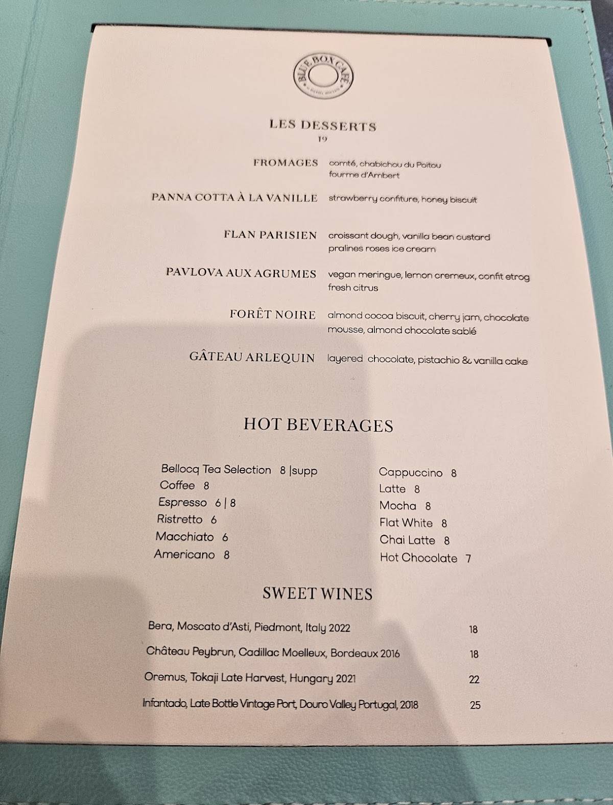 Menu at Blue Box Café by Daniel Boulud cafe, New York City, 6th Floor