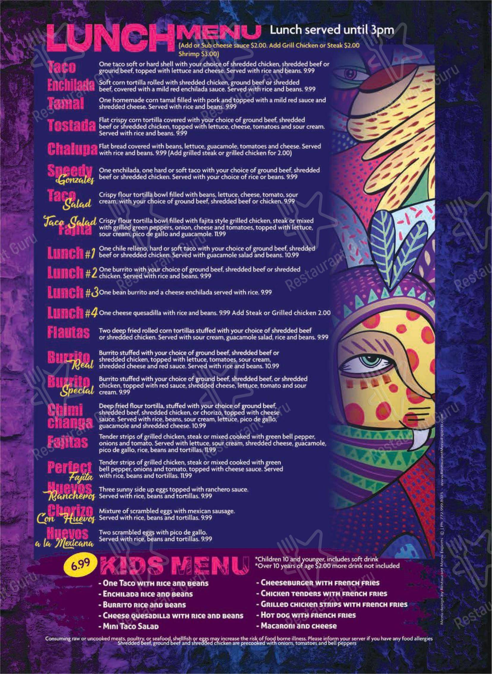 Menu at Blue Tequila Mexican Restaurant, Grill & Cantina, North Port