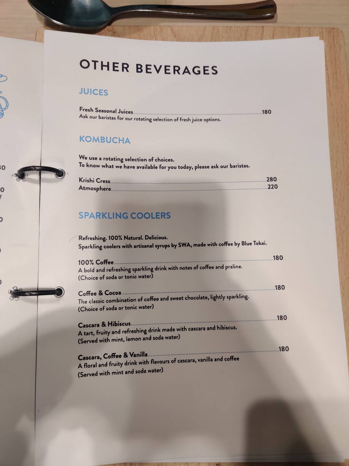 Menu at Blue Tokai Coffee Roasters Park Street, Kolkata