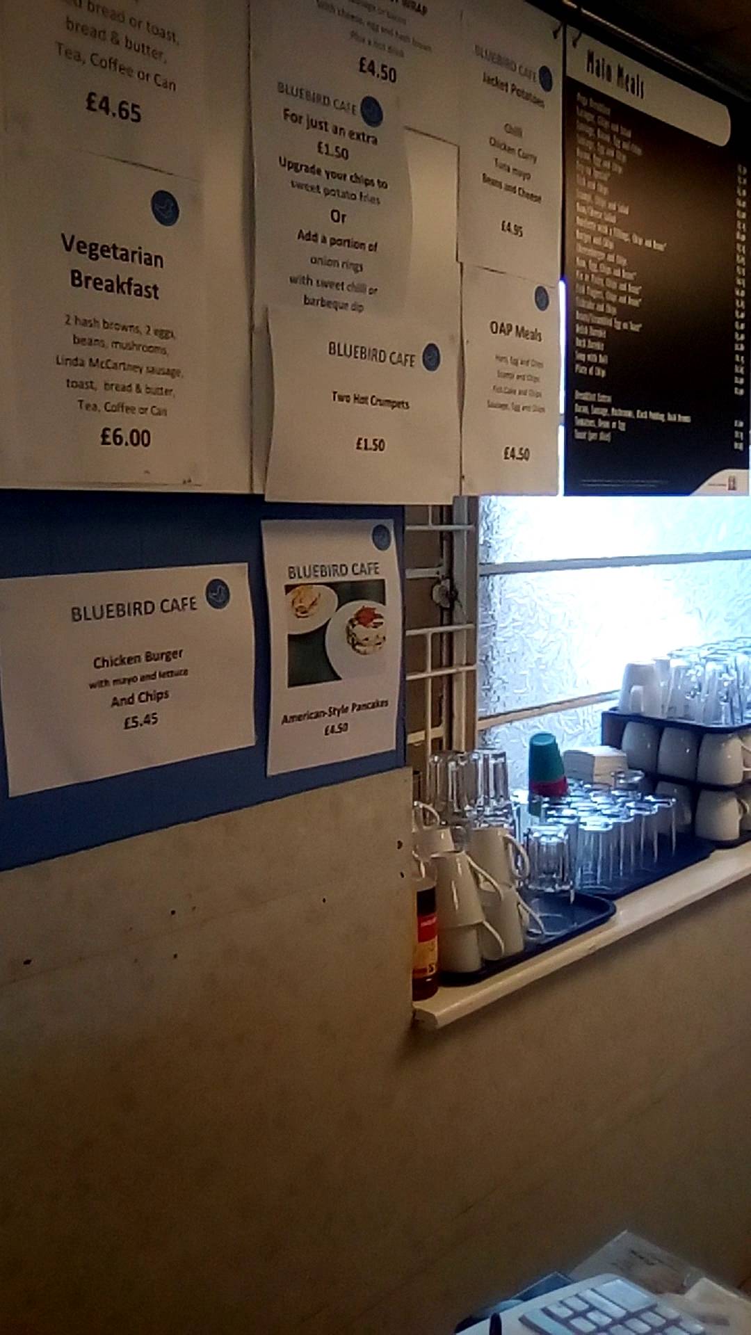 Menu at Bluebird Cafe, Lee-on-the-Solent
