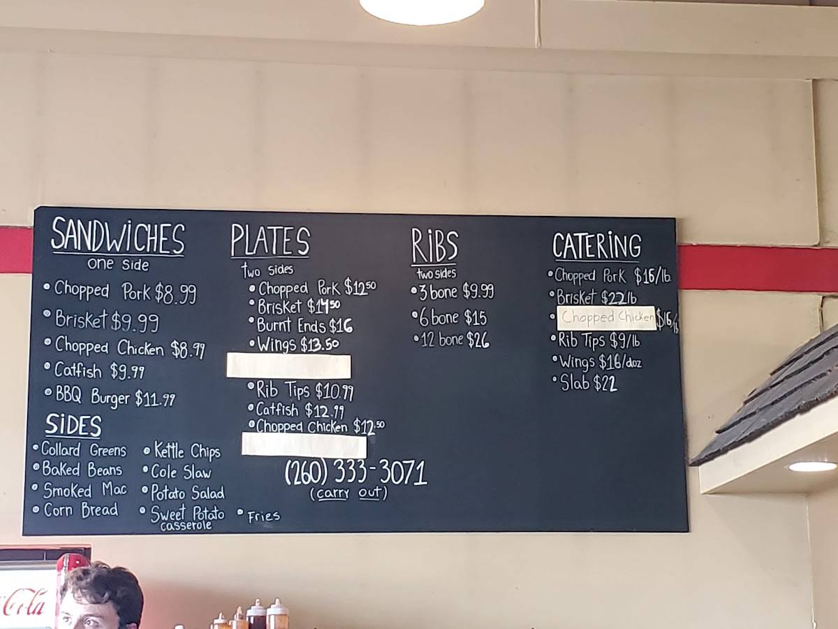Menu at Bo Doogie's BBQ, Auburn