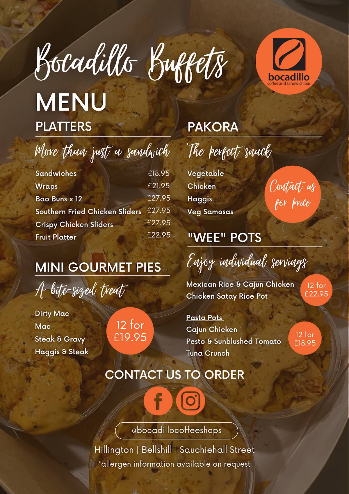 Menu at Bocadillo Coffee Shop & Bistro cafe, Glasgow, 569 Sauchiehall St