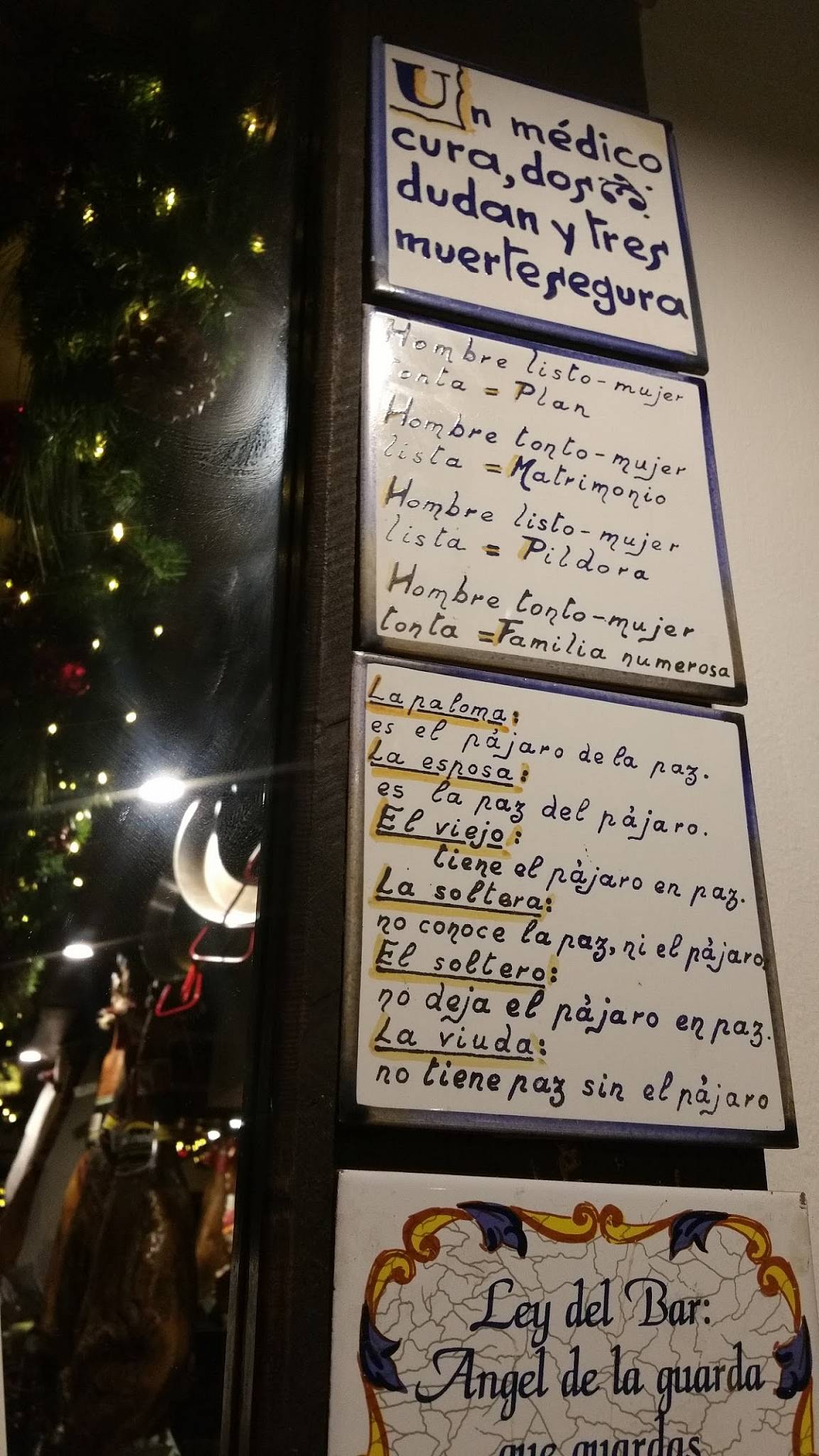 Menu at Boga Boga restaurant, Santo Domingo