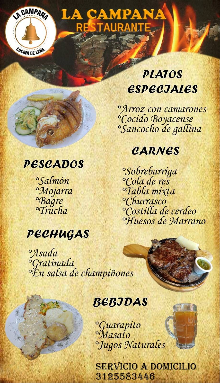 Menu at La Campana restaurant, Bogotá, Cl. 38c Sur #88G 13