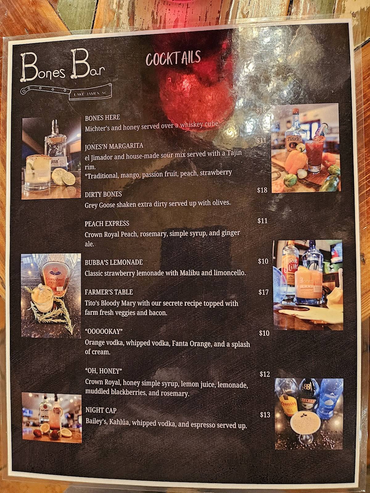 Menu at Bones Jones Burgers and Butchery steakhouse, Morganton