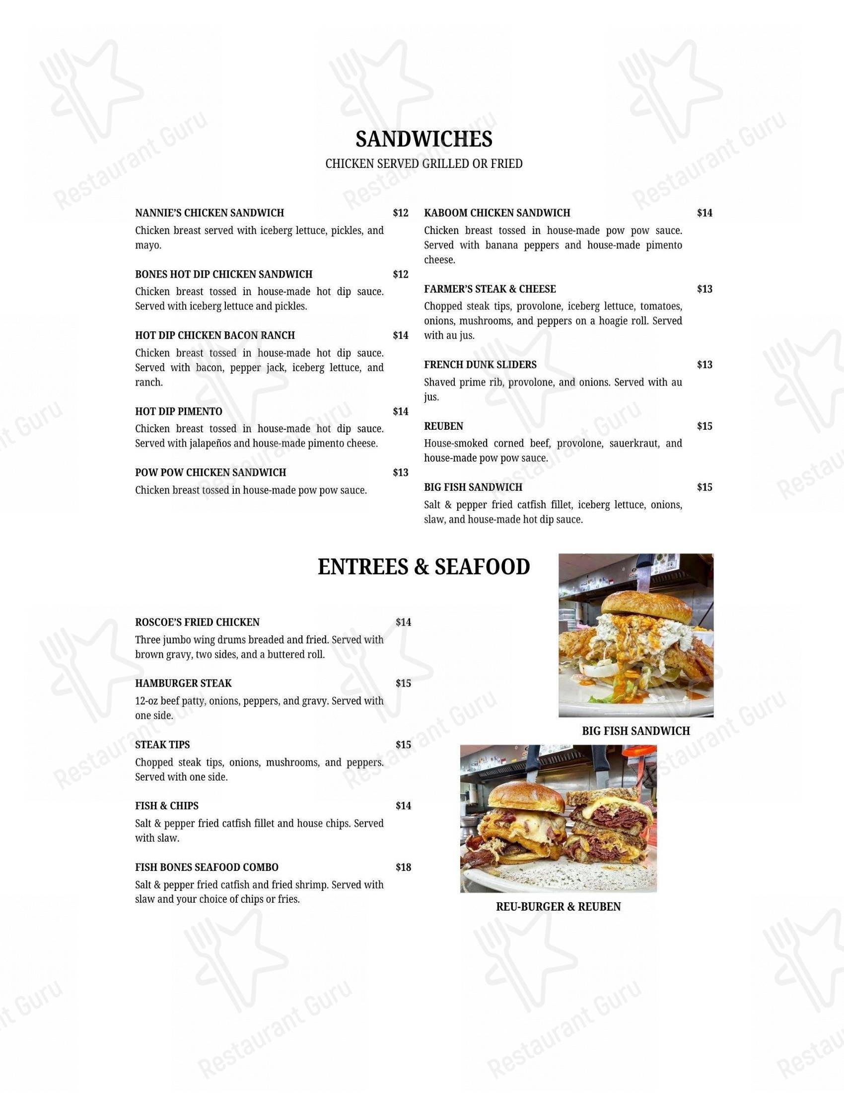 Menu at Bones Jones Burgers and Butchery steakhouse, Morganton