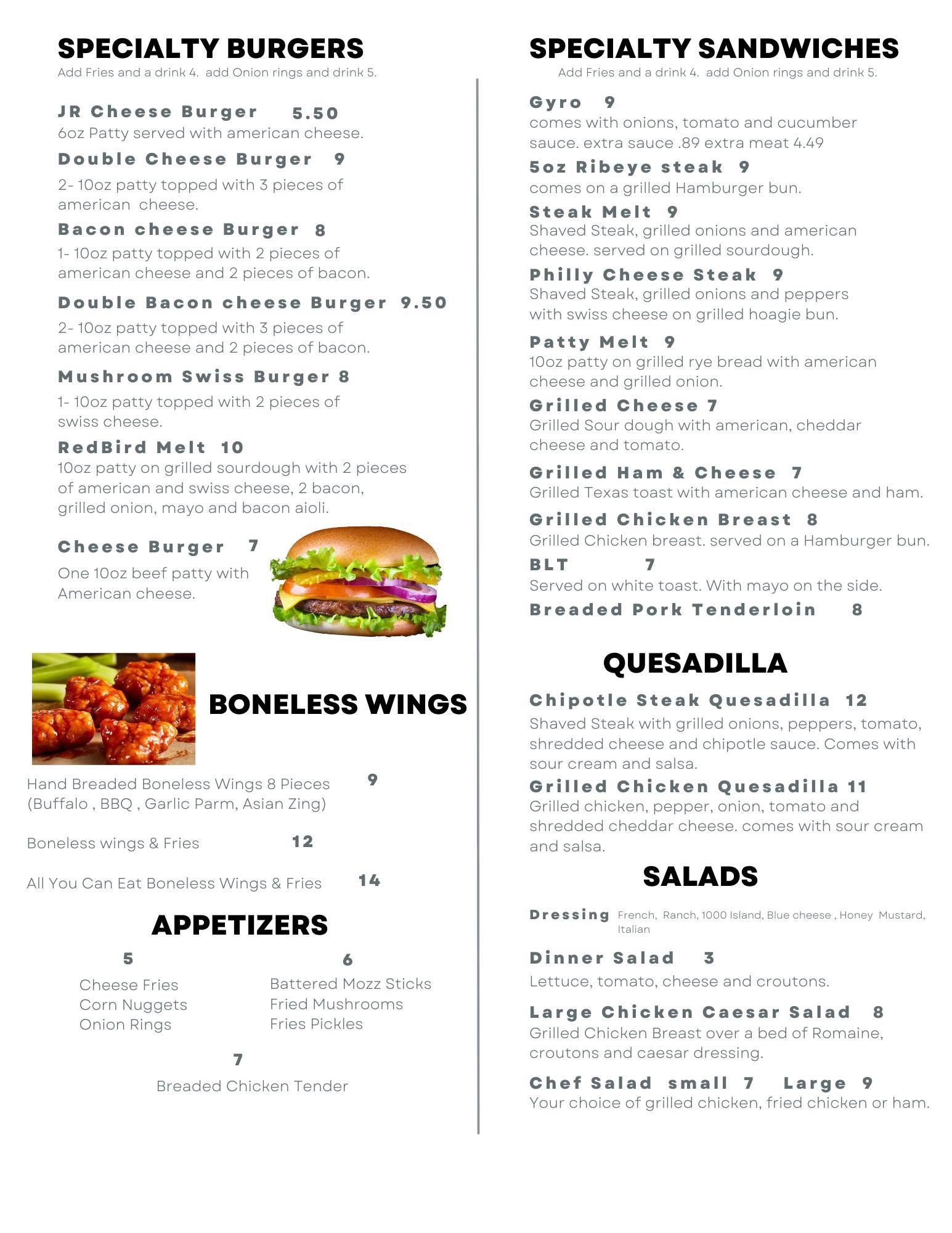 Menu at Bonnie Cafe, West Frankfort