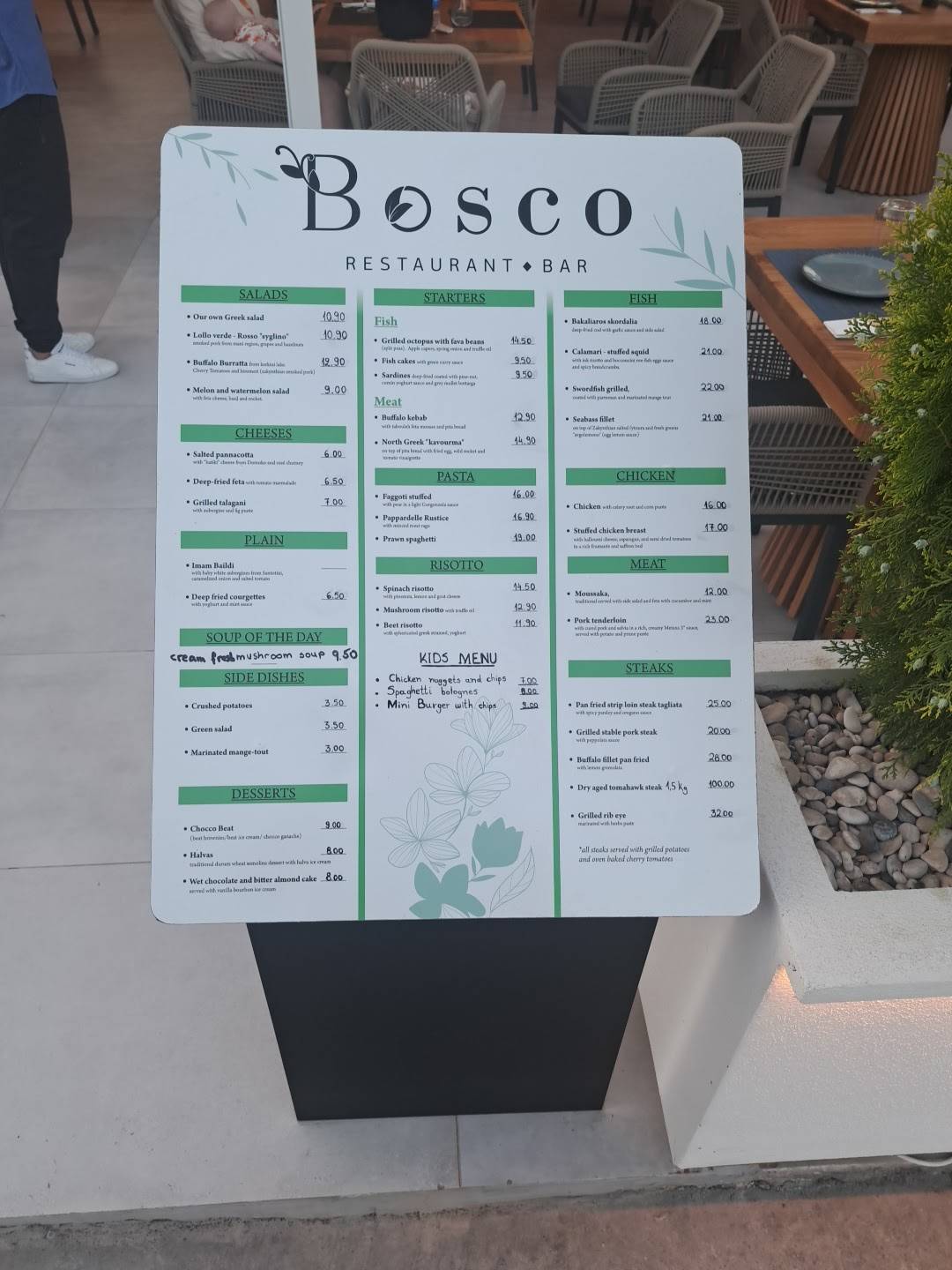 Menu at Bosco Restaurant & Bar, Alikanas