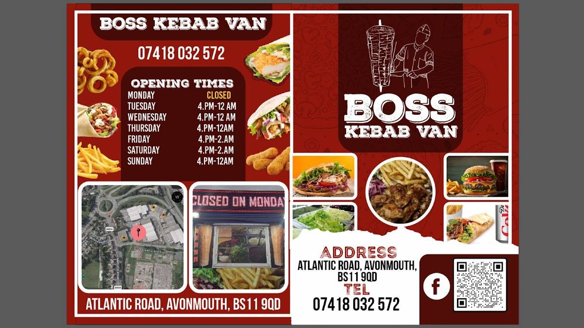 Menu at Boss kebab van restaurant, Bristol