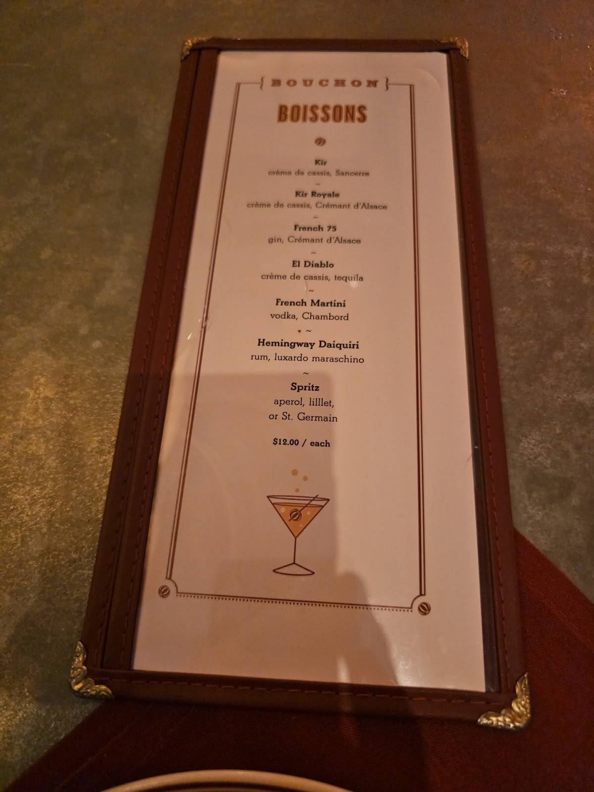 Menu at Bouchon Bistro pub & bar, Coral Gables
