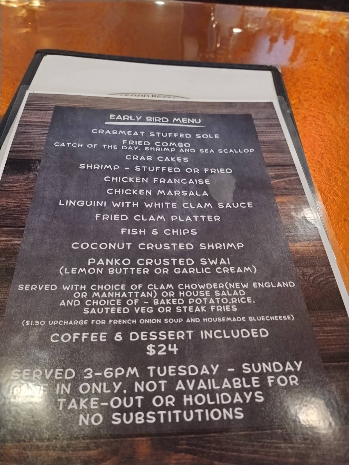 Menu at Bowery Dugout steakhouse, Kingston