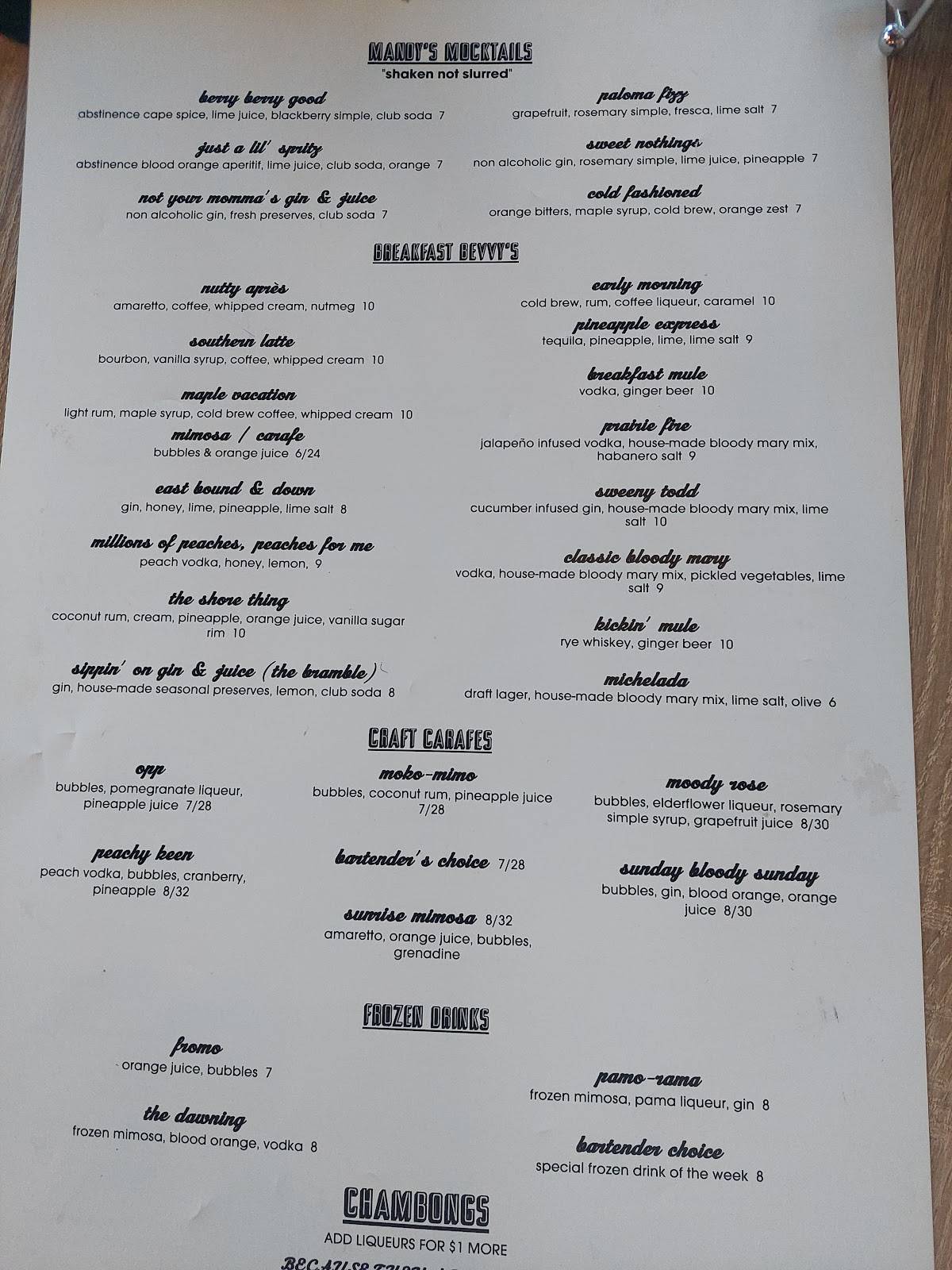 Menu at Bramble Breakfast & Bar - Downtown, Tulsa, E 6th St