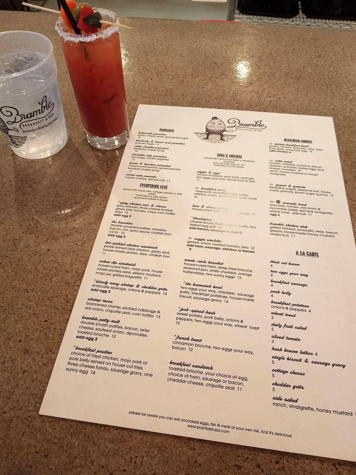 Menu at Bramble Breakfast & Bar - Downtown, Tulsa, E 6th St