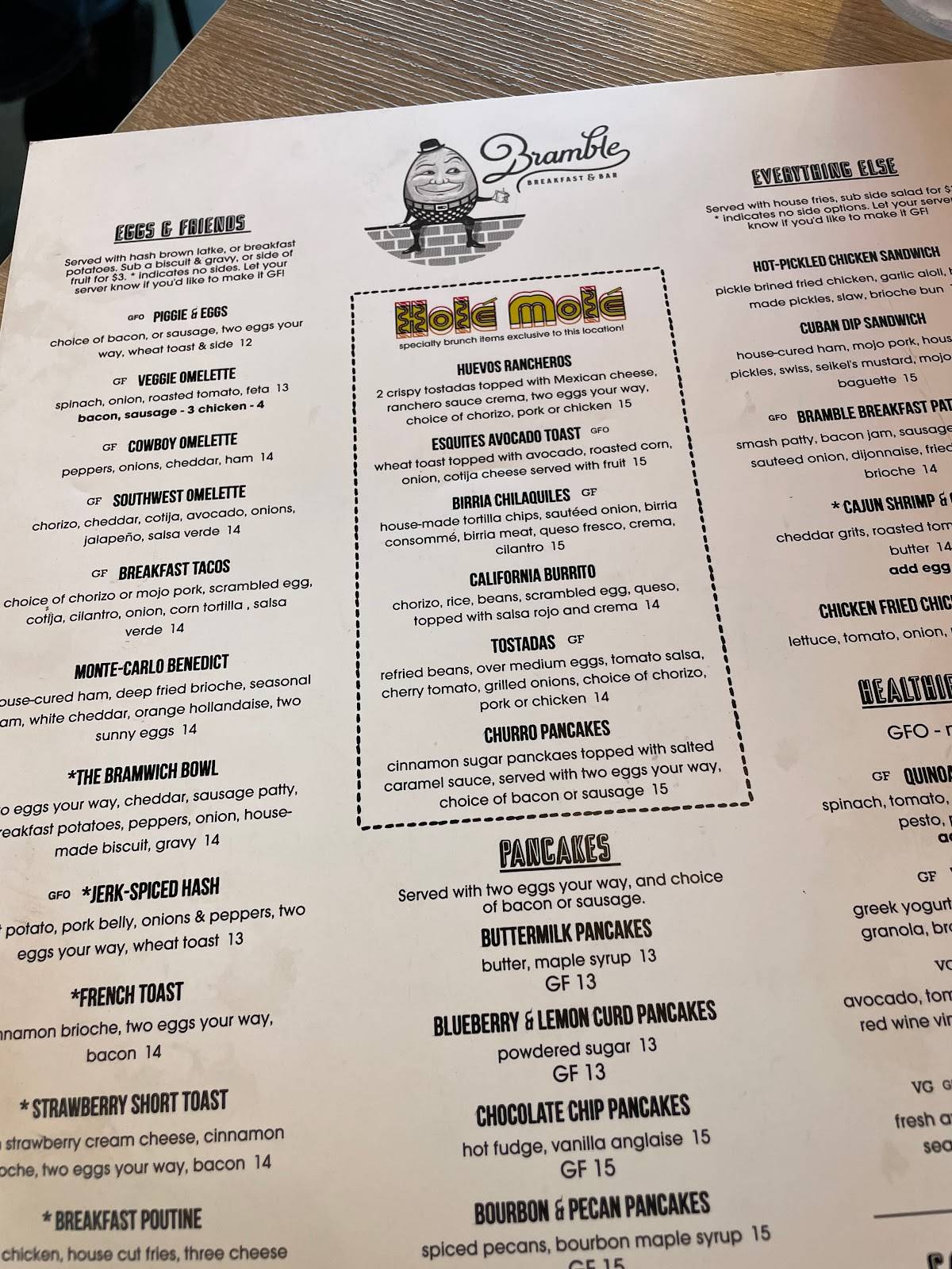 Menu at Bramble Breakfast & Bar - Downtown, Tulsa, E 6th St