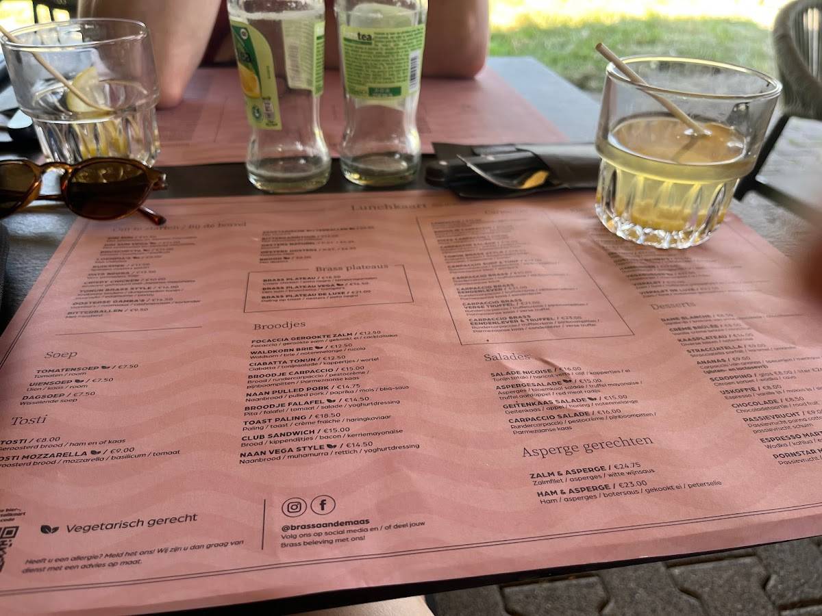 Menu at Brass aan de Maas restaurant, Ravenstein