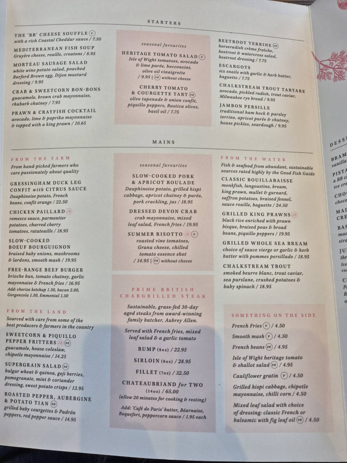 Menu at Brasserie Blanc Milton Keynes restaurant, Milton Keynes