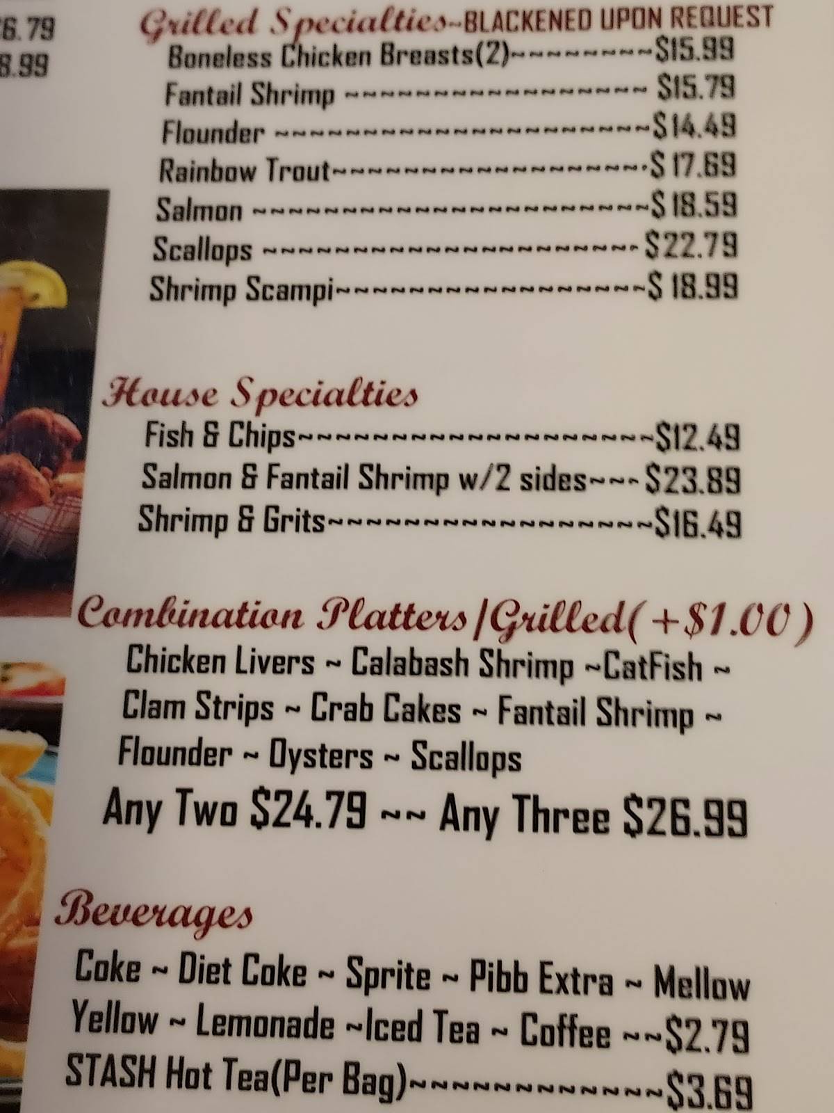 Menu at Pisgah Fish Camp restaurant, Pisgah Forest, 663 Deavor Rd