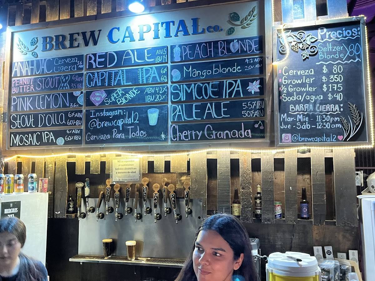 Carta del restaurante Brew Capital Co., Mexicali