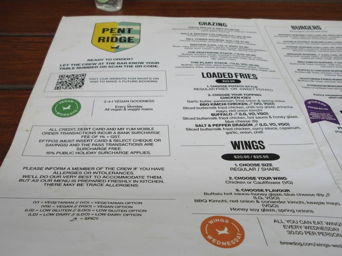 Menu at BrewDog Pentridge pub & bar, Coburg