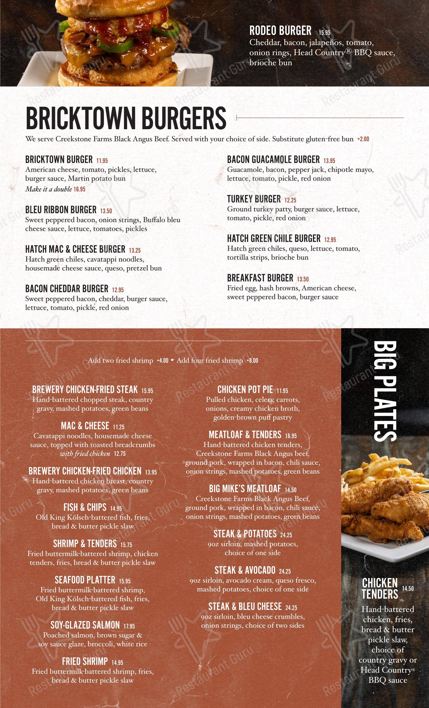 Menu at Bricktown Brewery restaurant, Shawnee, N Kickapoo Ave