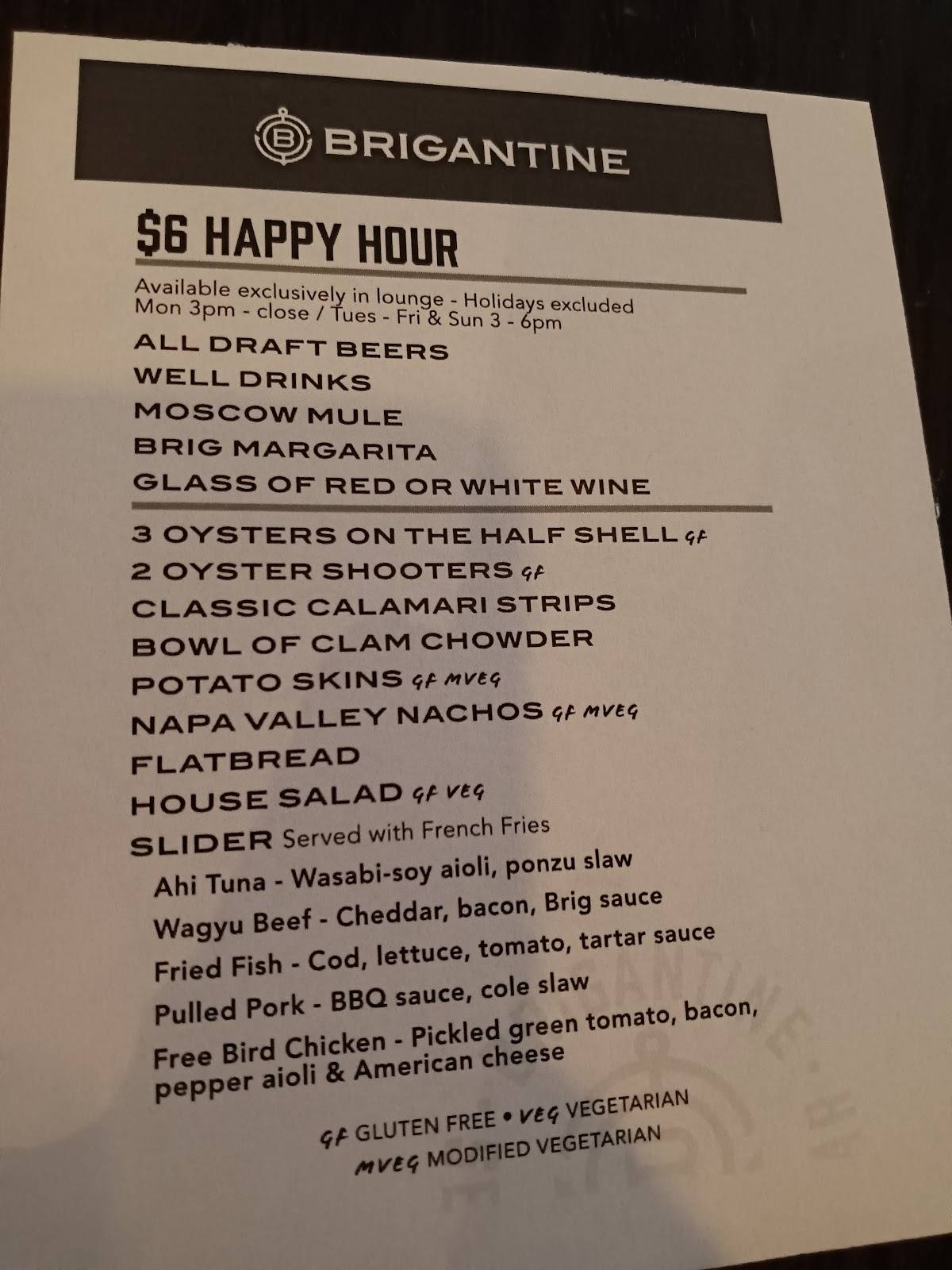 Menu at Brigantine Seafood & Oyster Bar, La Mesa, Fuerte Dr