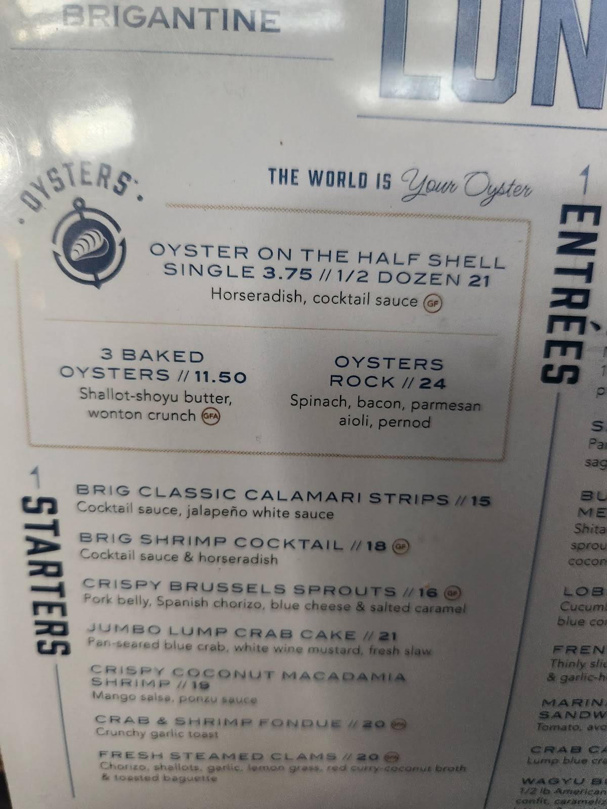 Menu at Brigantine Seafood & Oyster Bar, La Mesa, Fuerte Dr