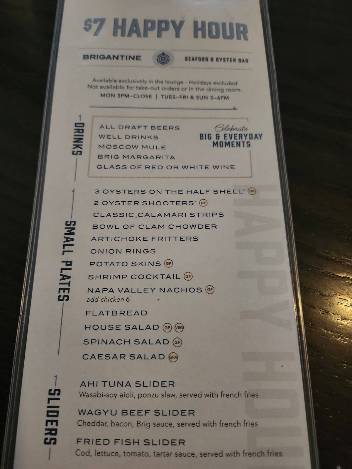 Menu at Brigantine Seafood & Oyster Bar, La Mesa, Fuerte Dr