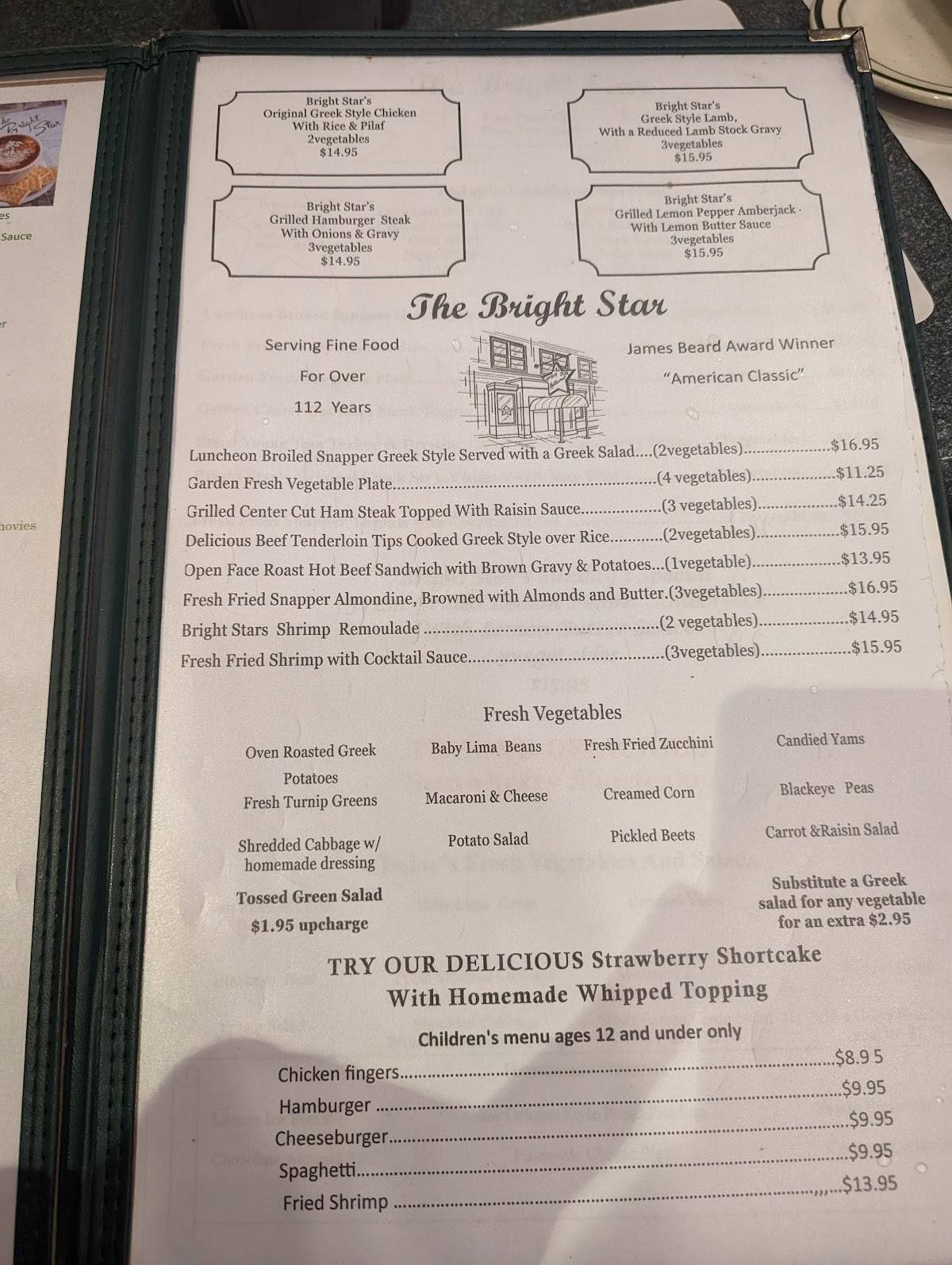 Menu at Bright Star Restaurant, Bessemer