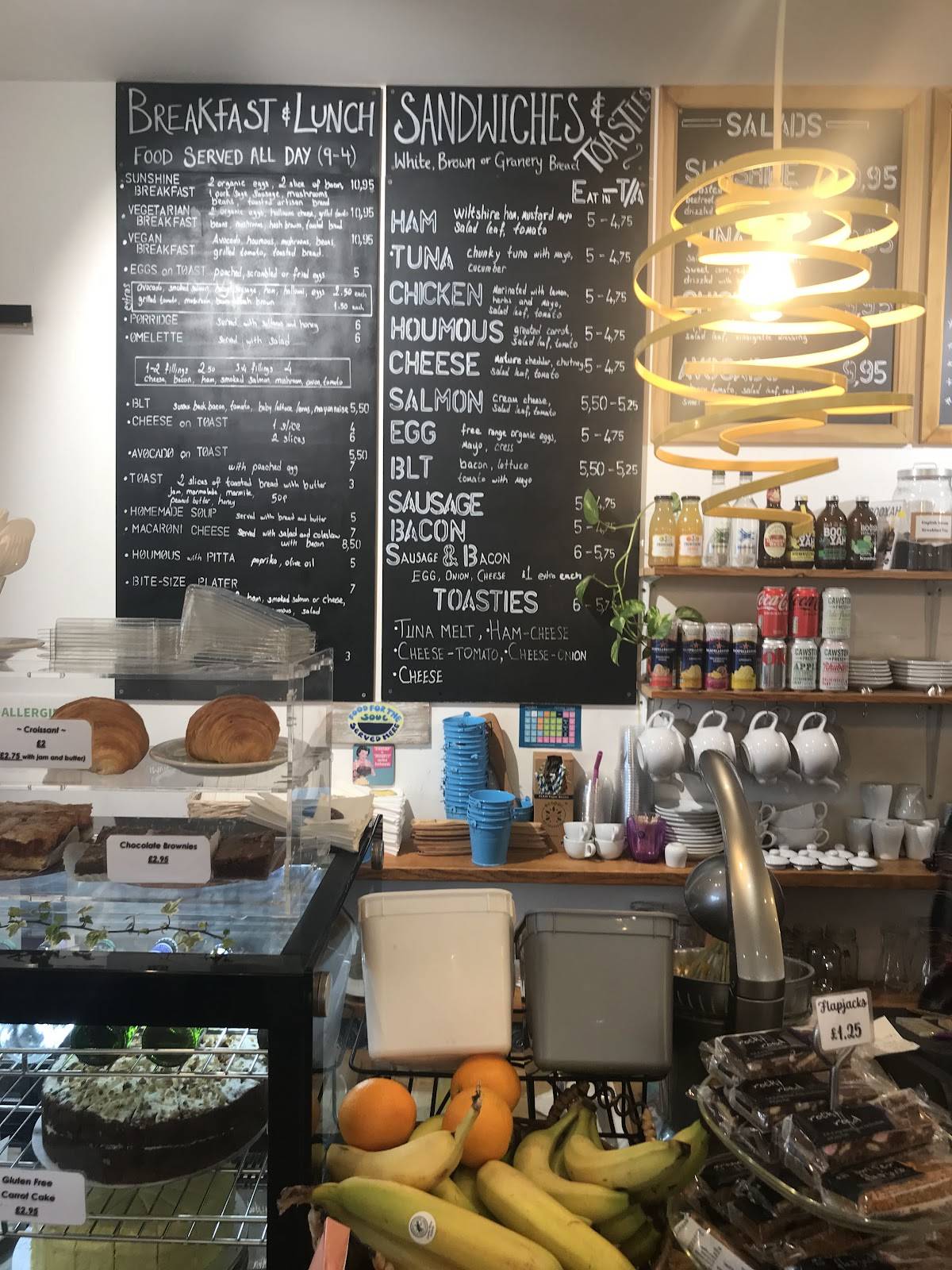 Menu at Sunshine Books, Art & Coffee cafe, Hove