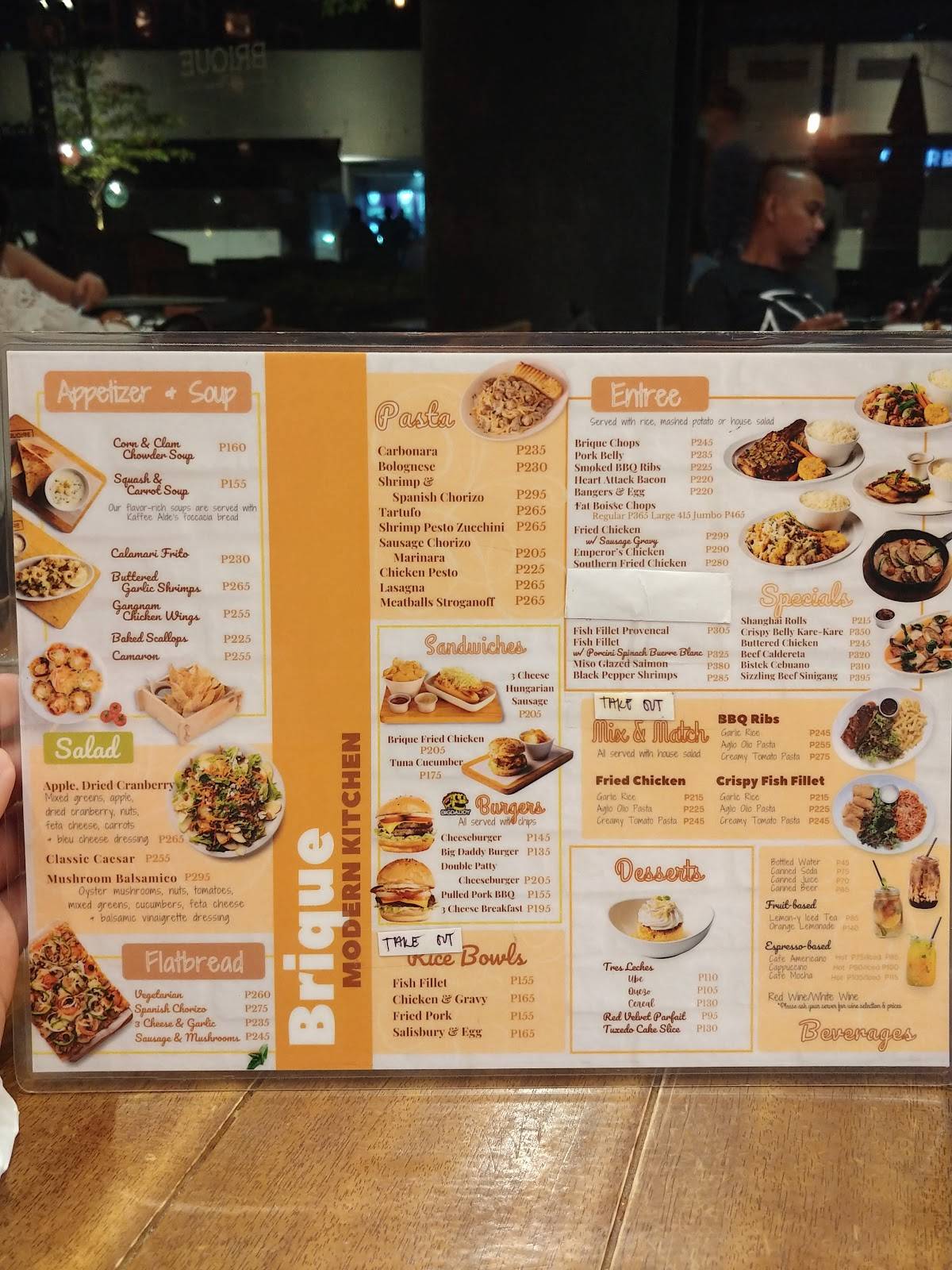 Menu at Brique Modern Kitchen cafe, Cebu City, ayala center cebu