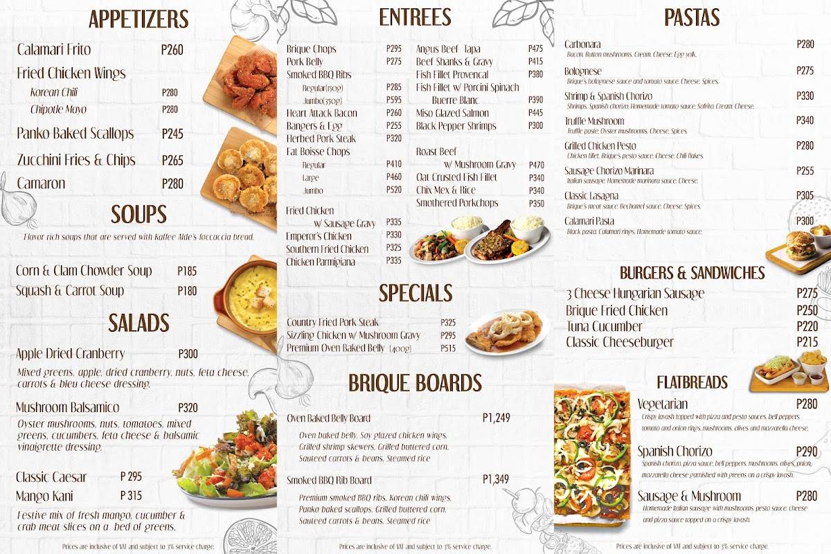 Menu at Brique Modern Kitchen cafe, Cebu City, ayala center cebu