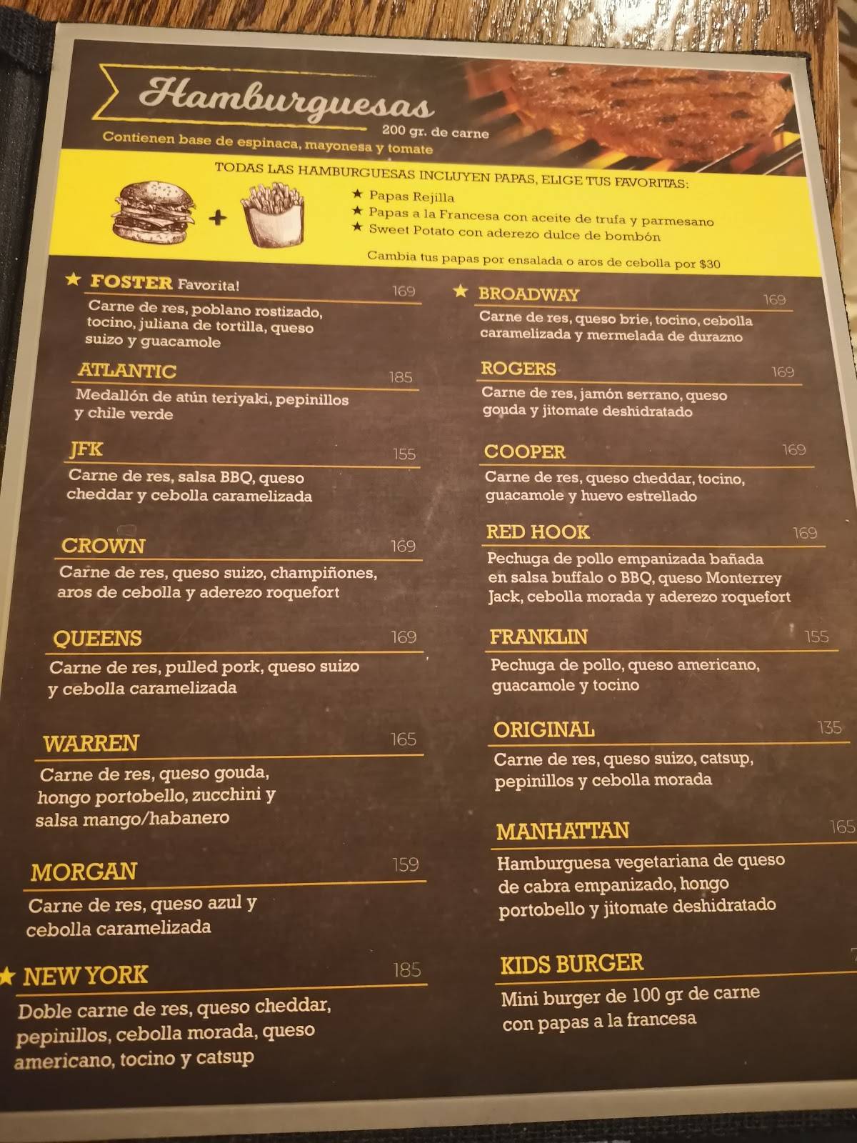Menu at Brooklyn Burgers & fries restaurant, Chihuahua
