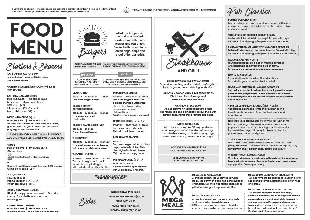 Menu at Red Hawk pub & bar, Brough