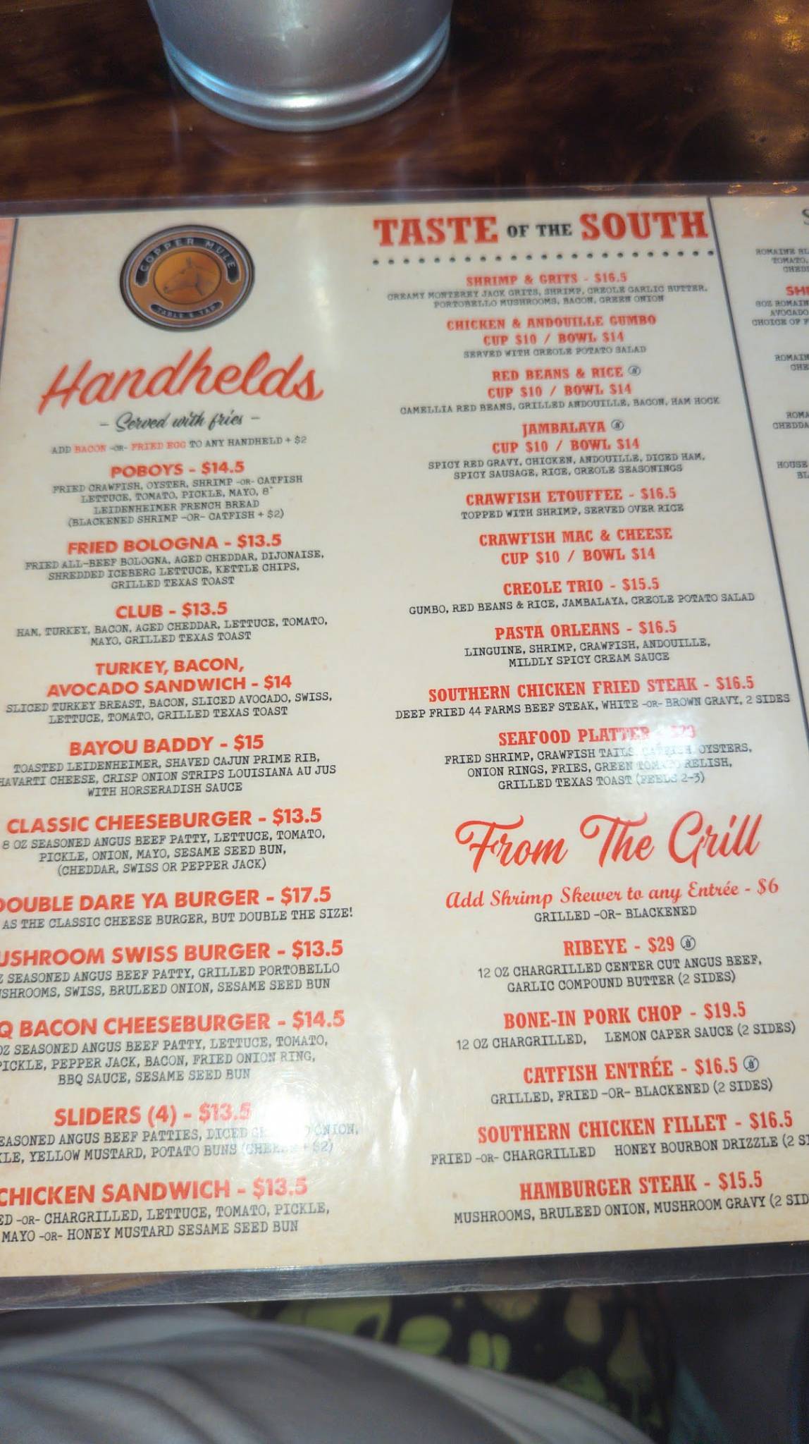 Menu at Copper Mule Table & Tap-Bryant pub & bar, Bryant